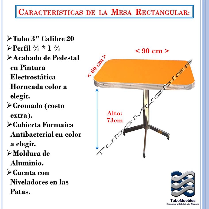Mesa Normal ** Rectangular MA** (90*60) TuboMuebles